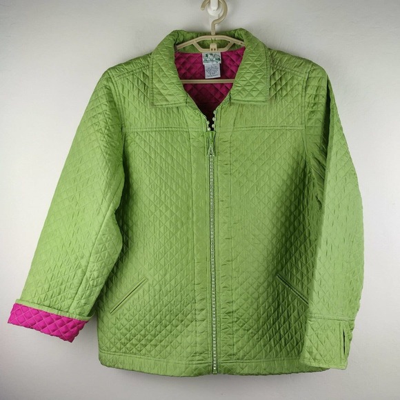 Quacker Factory | Jackets & Coats | Quacker Factory Green Quilted Silk ...